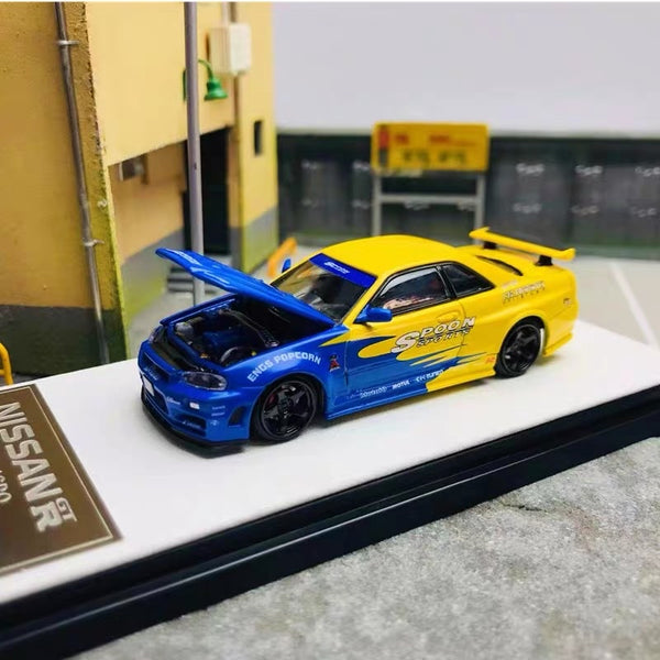 TimeMicro 1:64 Scale Diecast Nissan GTR R34 Spoon Sports with Figure ...